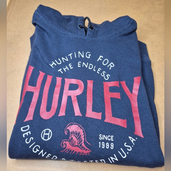 Hurley | Shirts | Hurley Blue Hoodie With Red Logo See Measurements For ...
